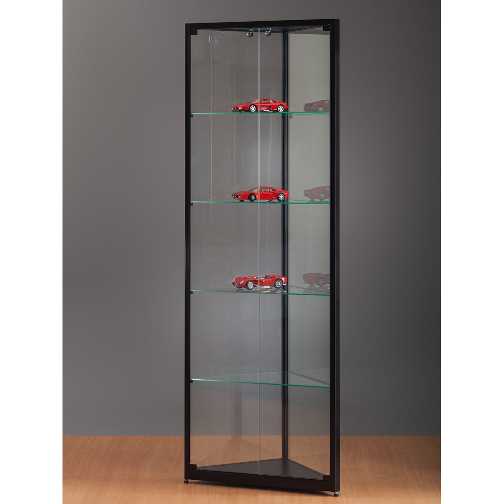 Aspire WMS 500 Glass Corner Display Cabinet Black – Display Cabinets Direct